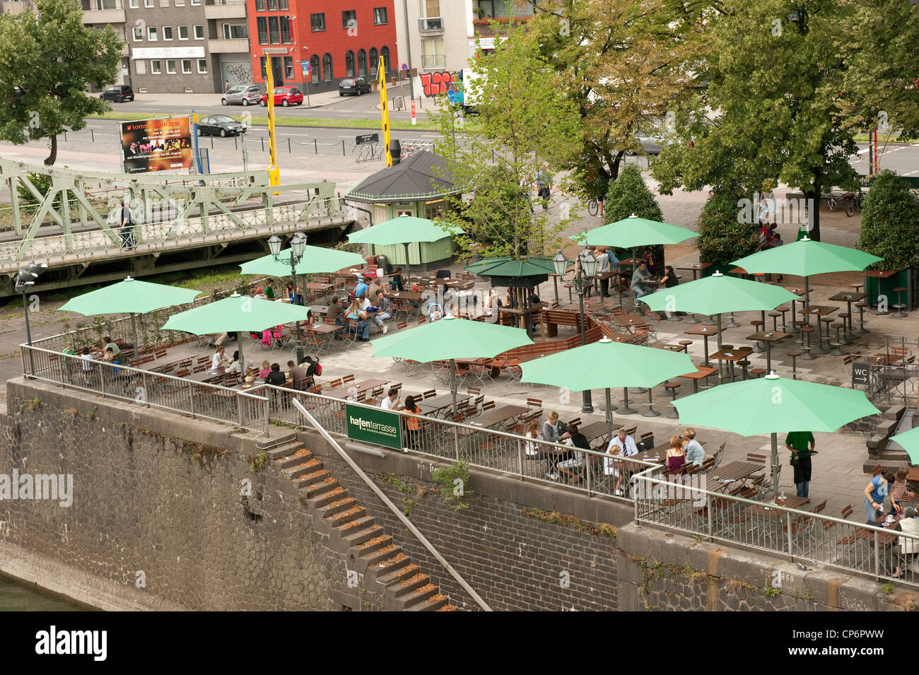Riverside Cafe on Rhine Cologne Germany Europe EU Stock Photo - Alamy