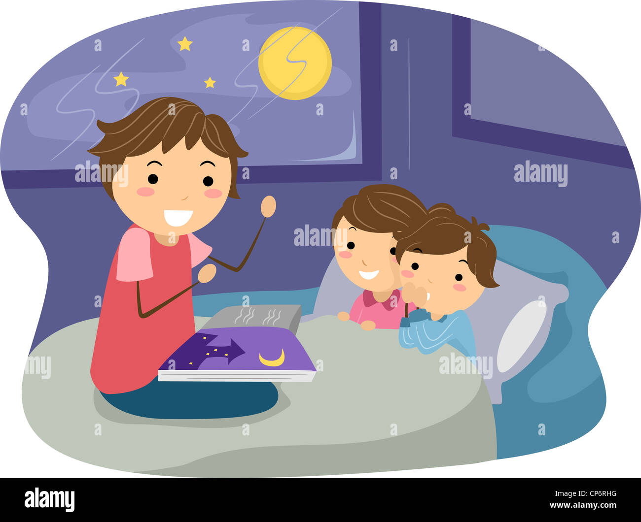 Family Bedtime Story Clip Art