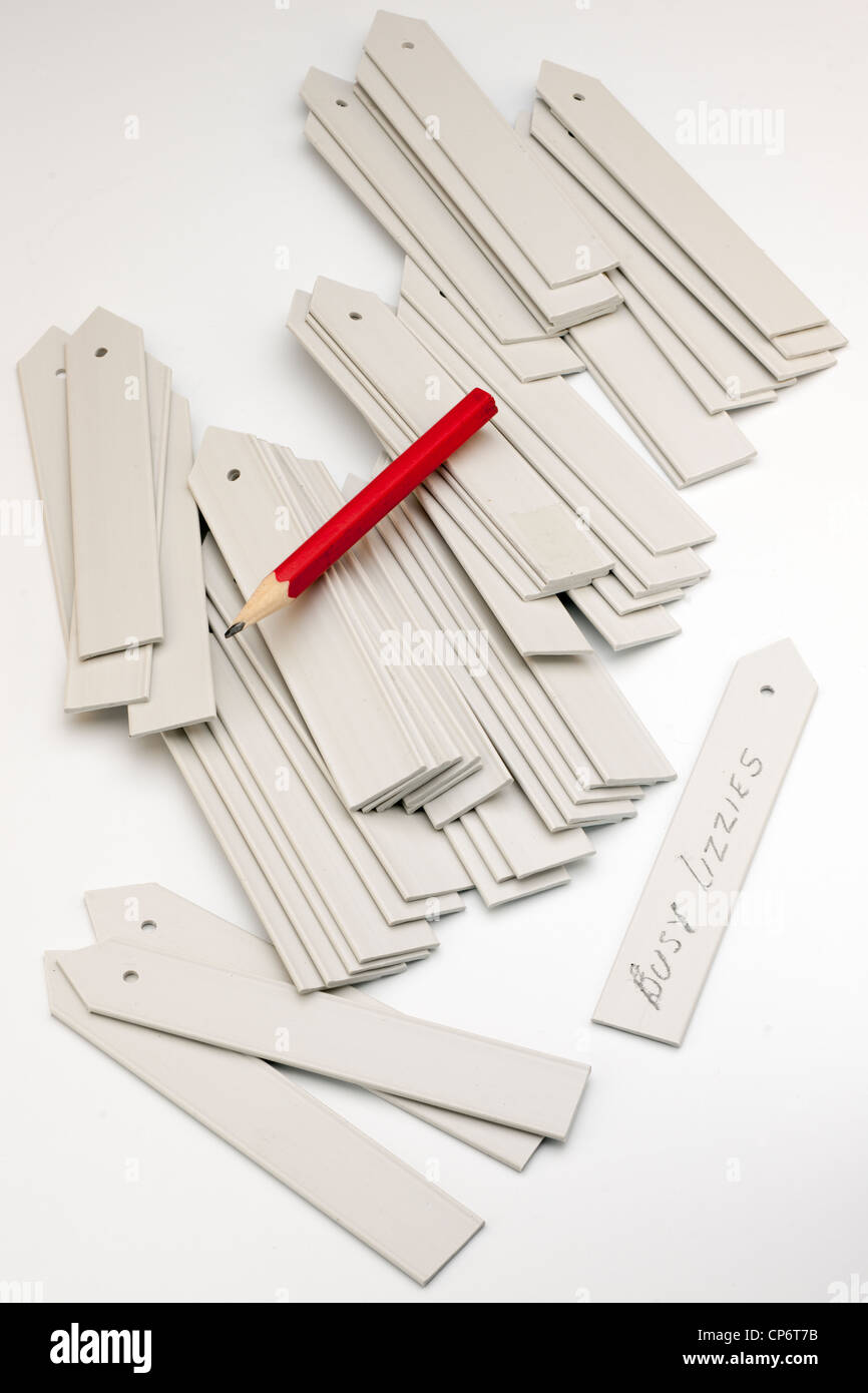 Pile of plastic plant labels Stock Photo - Alamy
