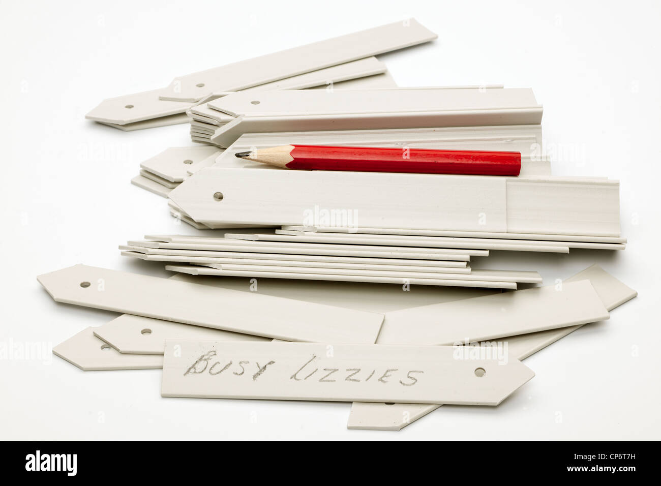 Pile of plastic plant labels Stock Photo - Alamy