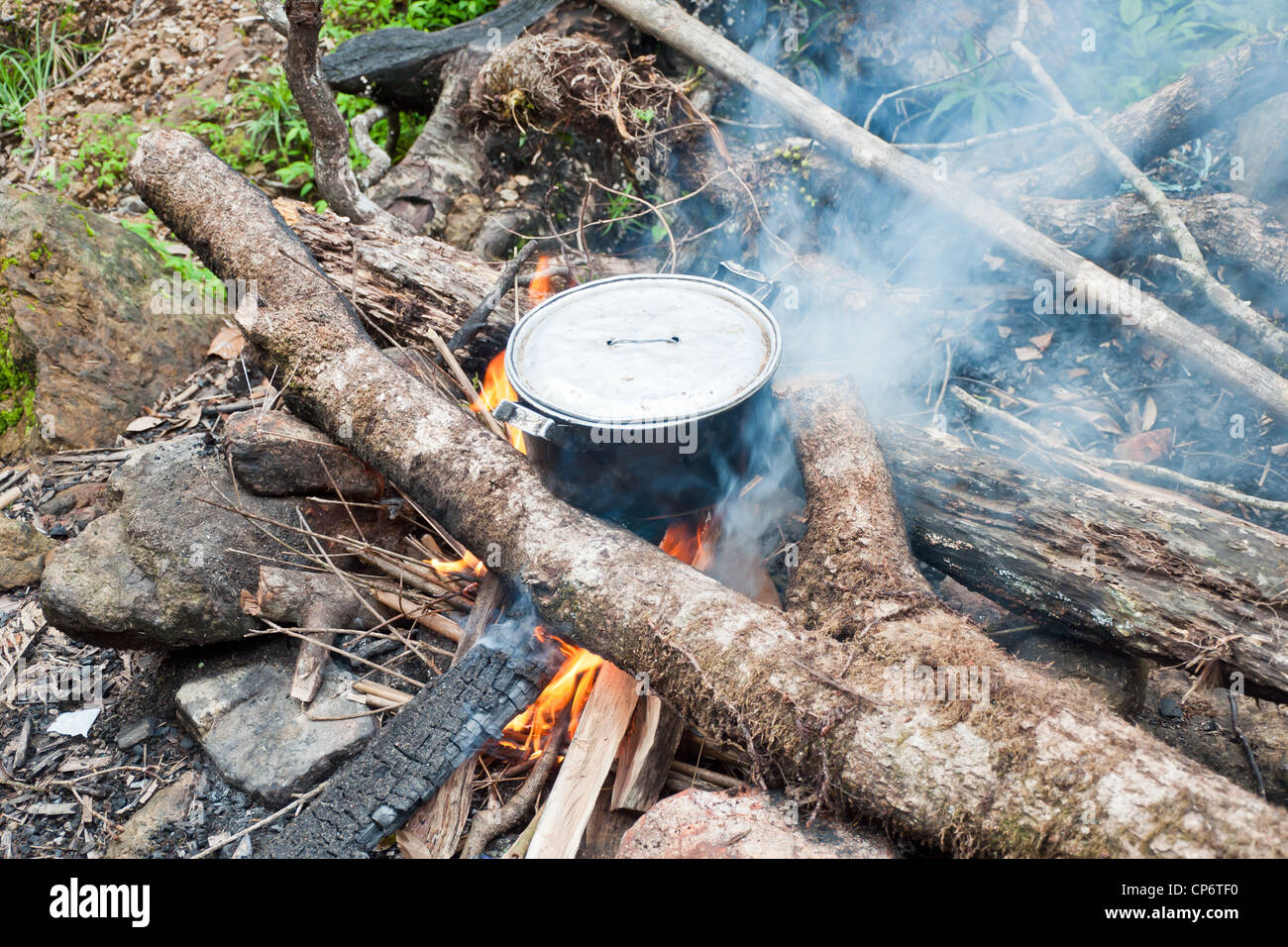 Cooking Over the Fire Stock Photo - Alamy