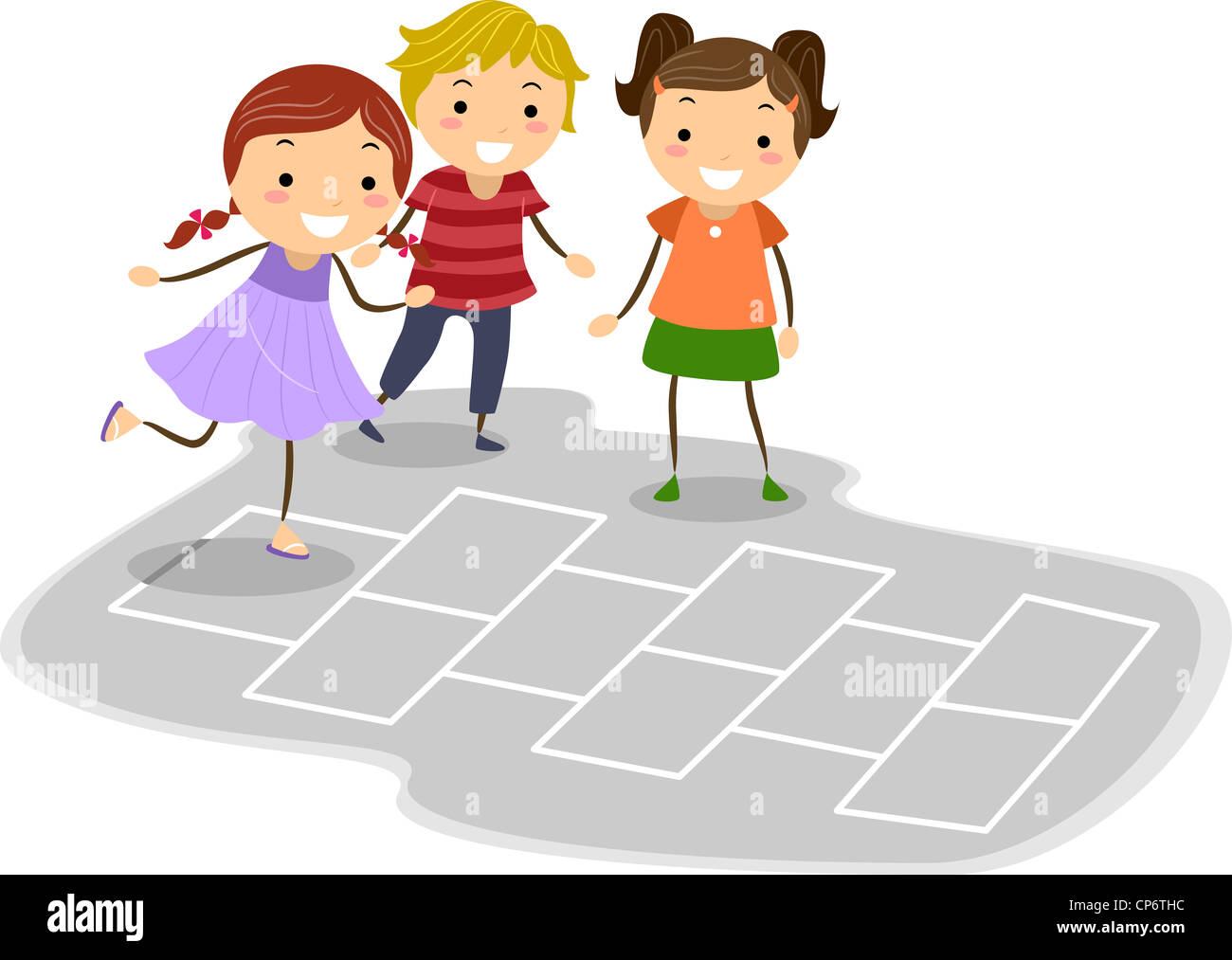 Illustration of Kids Playing Hopscotch Stock Photo - Alamy