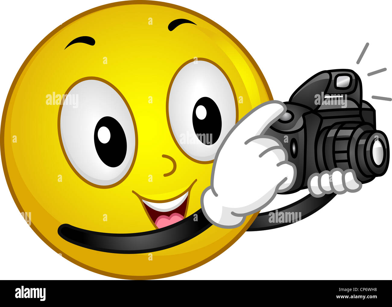 Illustration of a Smiley Taking a Photo Stock Photo - Alamy