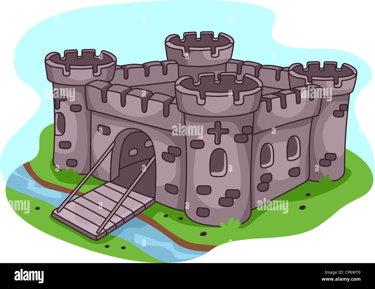 Illustration of a Fortified Castle Stock Photo - Alamy