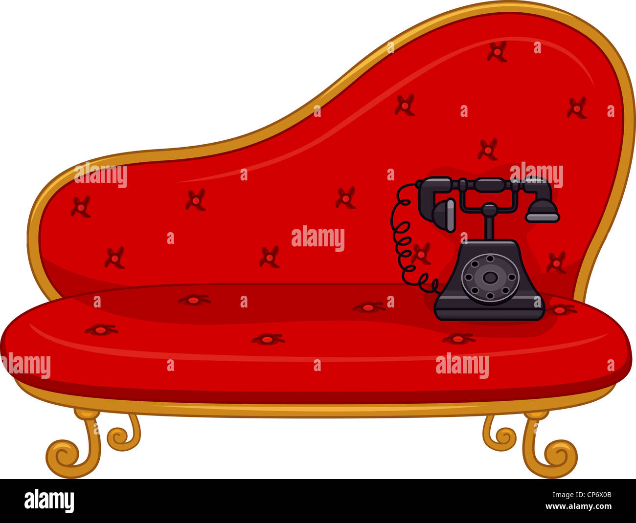 Illustration of a Vintage Phone on a Sofa Stock Photo - Alamy
