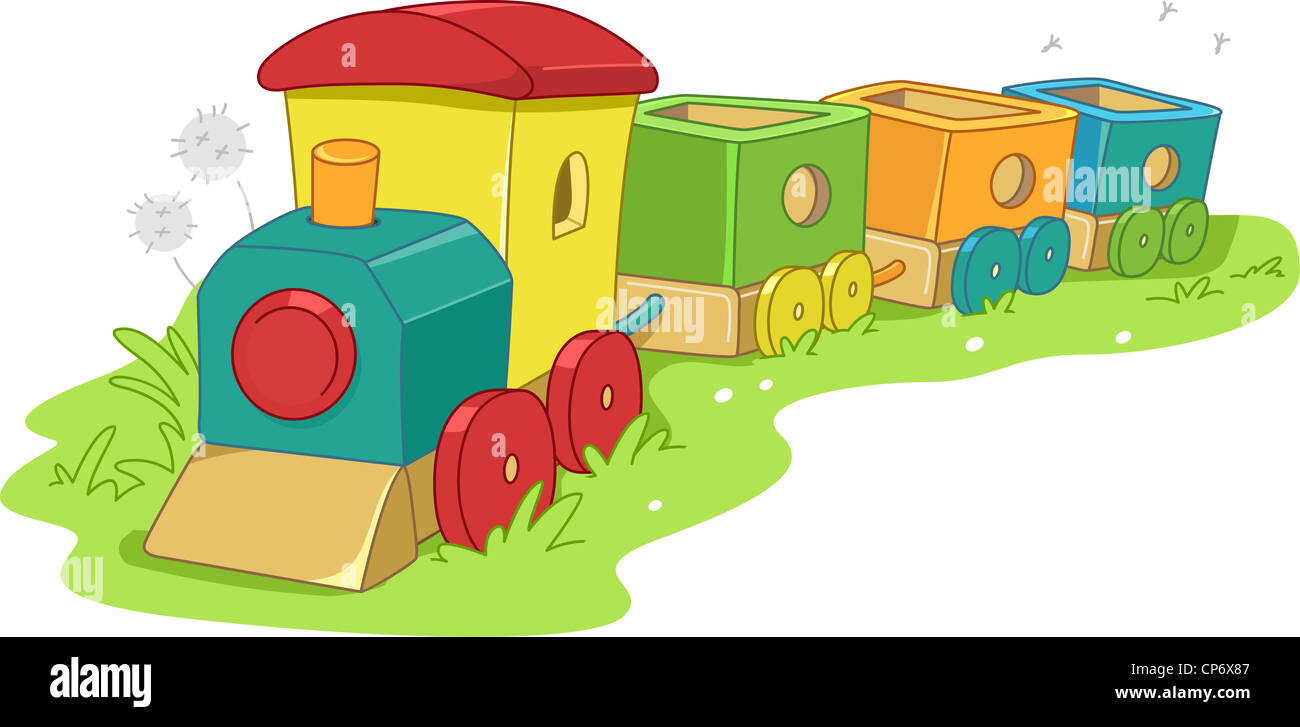Illustration of a Toy Train Stock Photo - Alamy