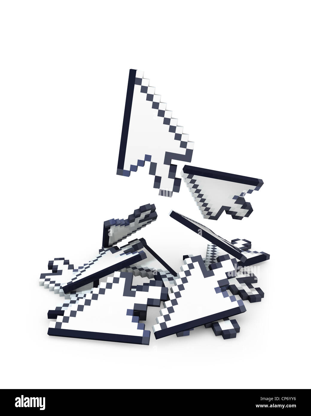 Arrow cursor flies from heap of cursors, isolated on white background Stock Photo - Alamy