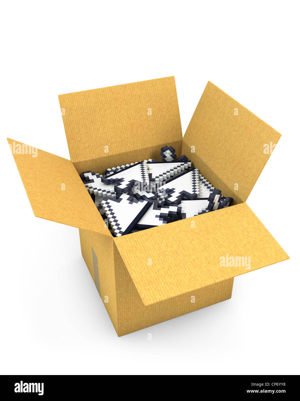 Box full of arrow cursors, isolated on white background Stock Photo - Alamy