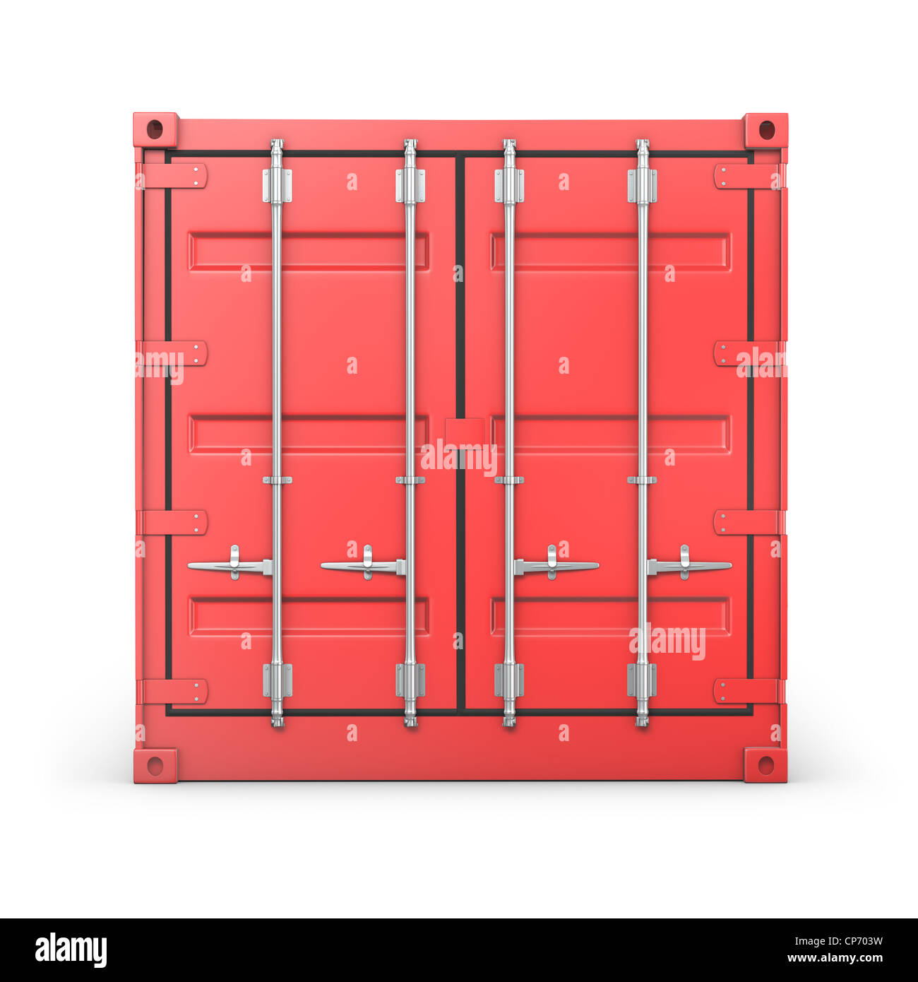 Single red container, front view, isolated on white background Stock ...