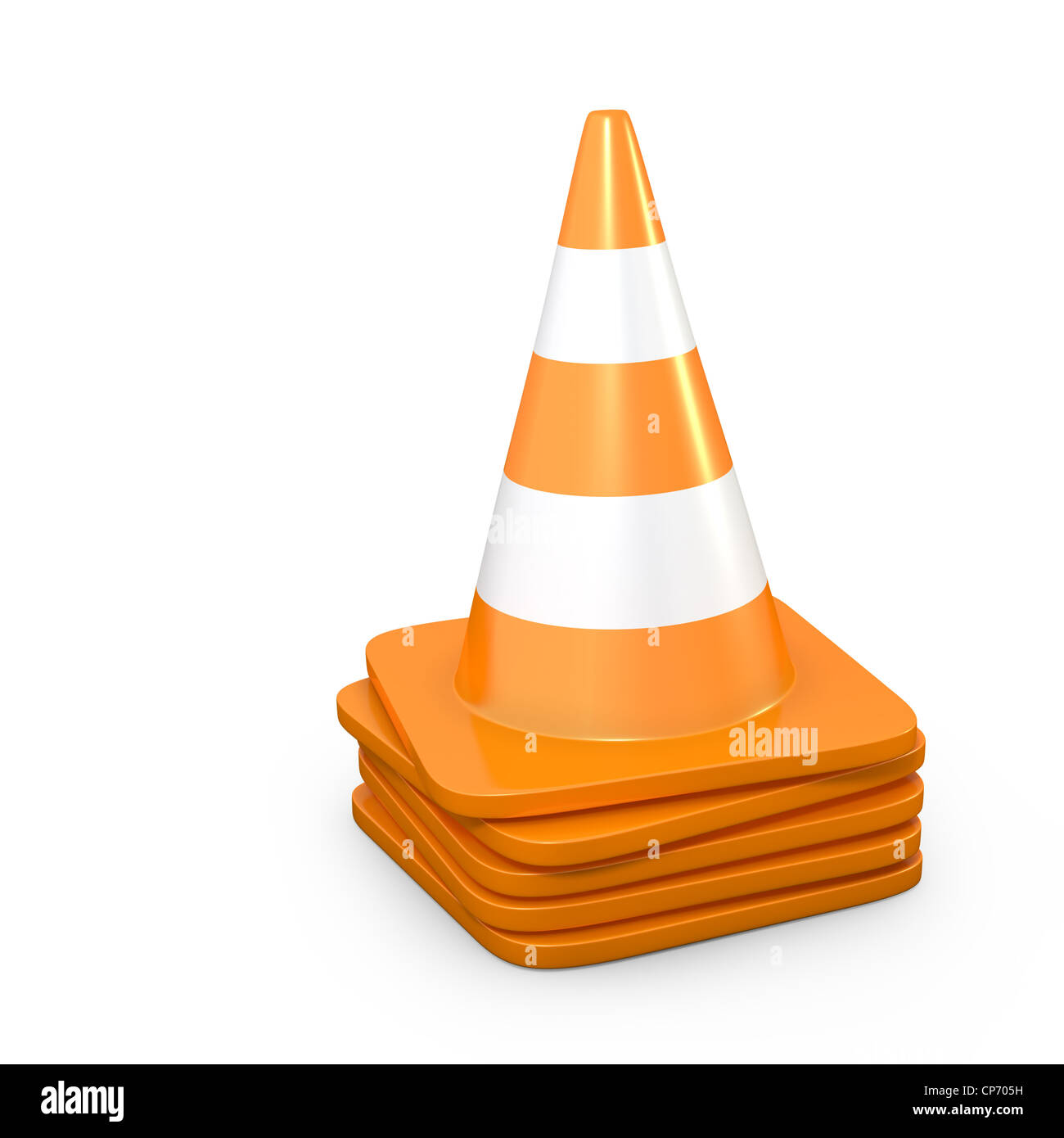 Stack of road cones, isolated on white background Stock Photo - Alamy