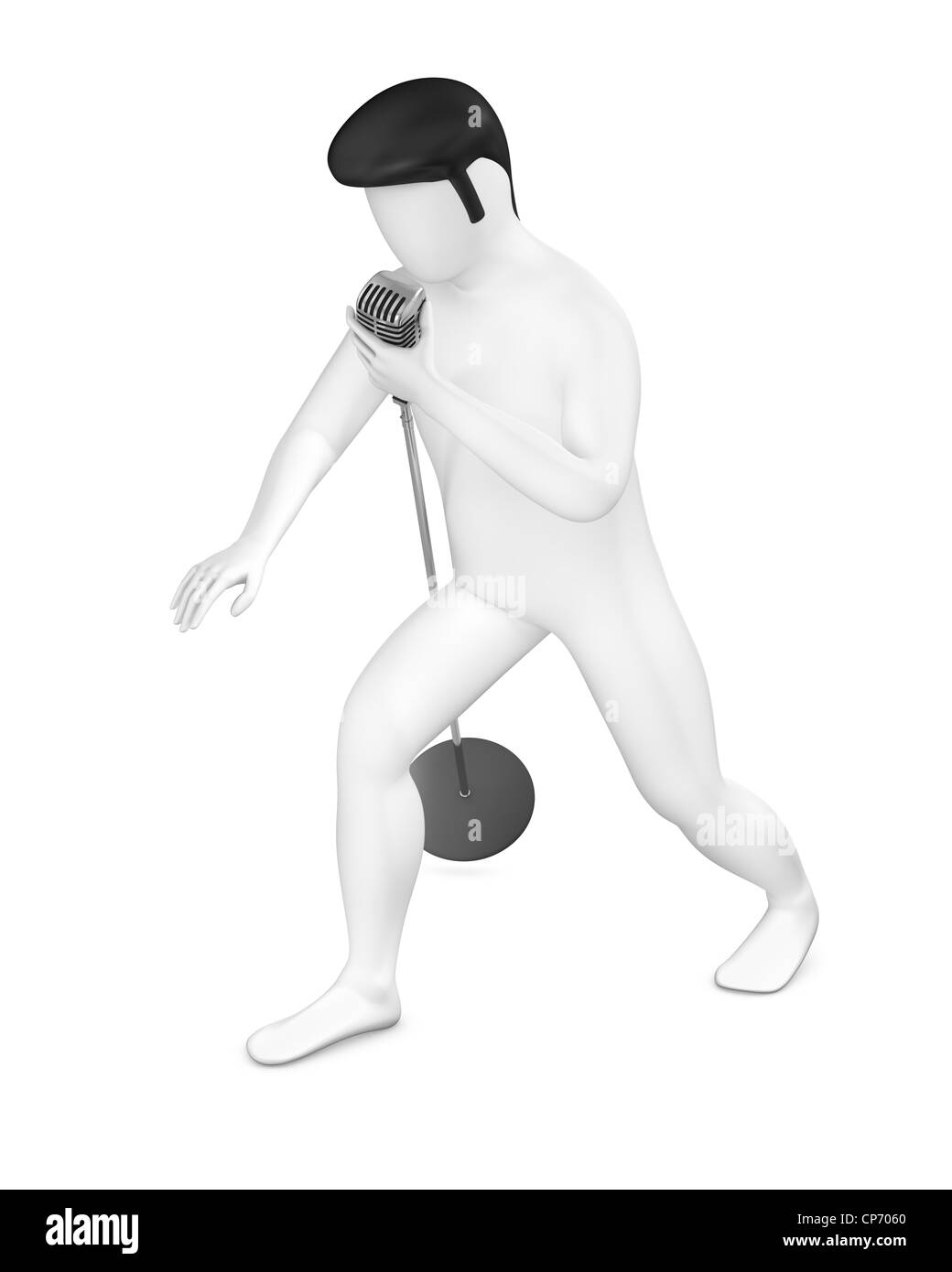 Rock n roll styled guy with classic microphone isolated on white ...