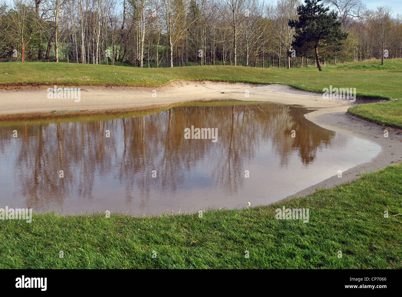 flooding on a golf course in wicklow ireland Stock Photo - Alamy