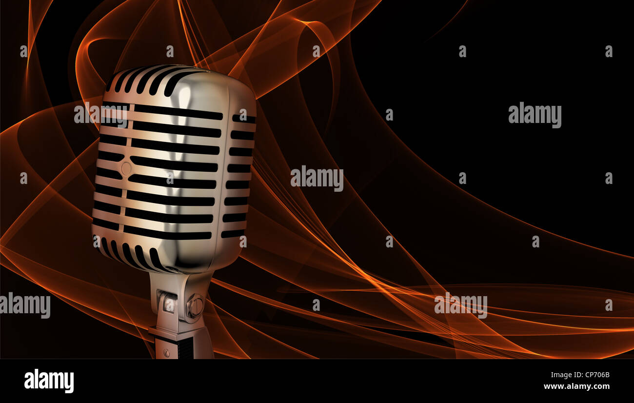 Classic microphone closeup on abstract background Stock Photo - Alamy