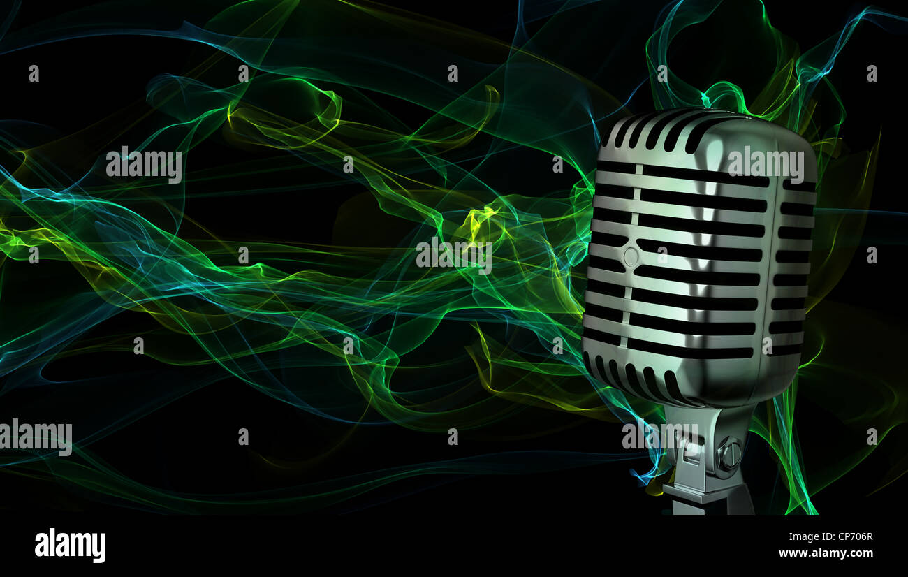 Classic microphone closeup on abstract background Stock Photo - Alamy