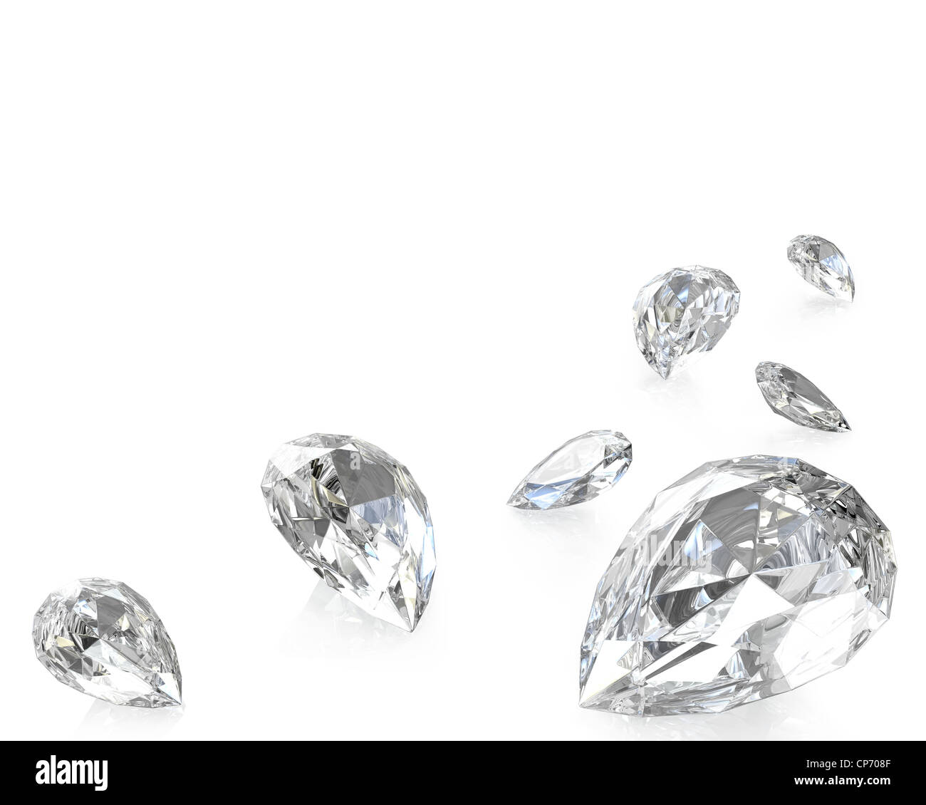 Few pear cut diamonds, isolated on white background Stock Photo - Alamy