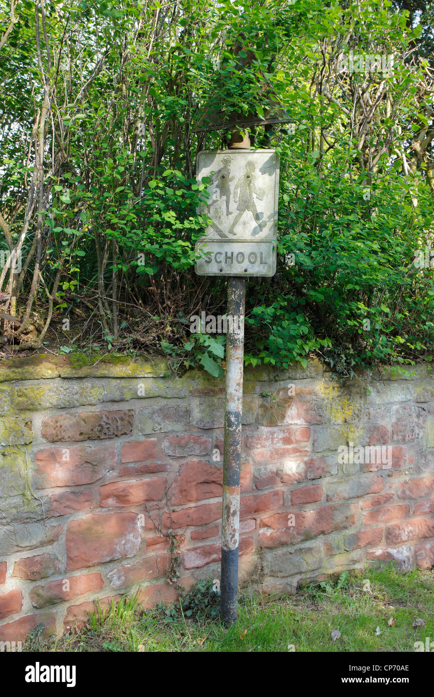School Sign Pre-Warboys in Great Corby, Cumbria, England, UK Stock ...