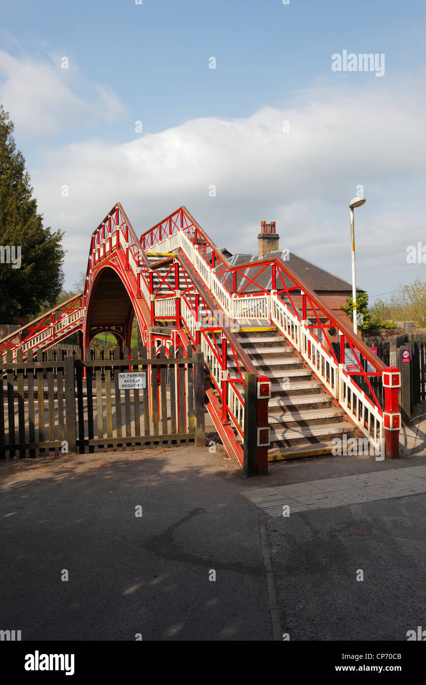 Foot bridge over the railway tracks at Wetheral Station in Cumbria, UK ...