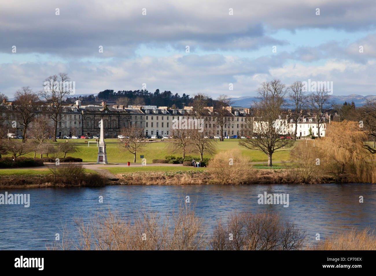 View across the Tay to the North Inch and 90th Light Infantry Memorial ...