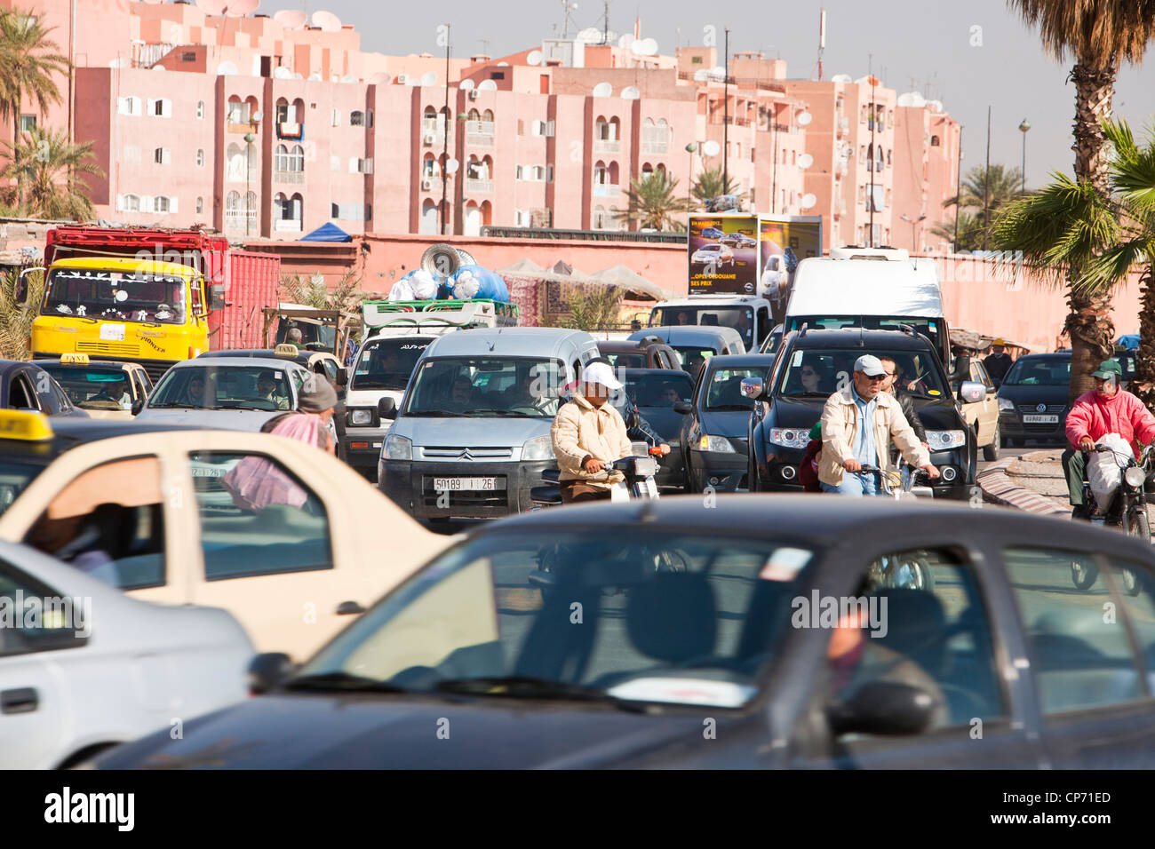 Gridlocked traffic on the streets of Marrakech, Morocco, Africa Stock ...