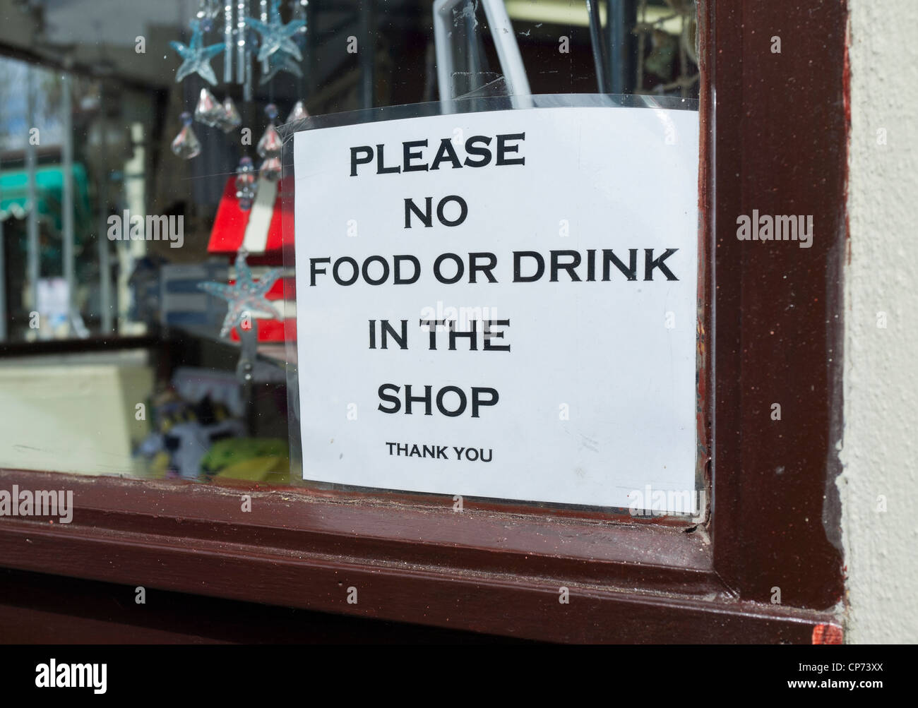 No Food or Drink Sign in Shop Window Stock Photo - Alamy