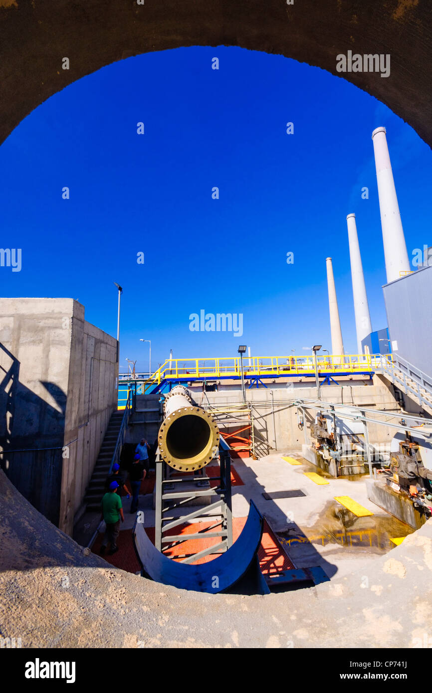 Hadera, Israel. A water desalinization facility and an Electric power ...