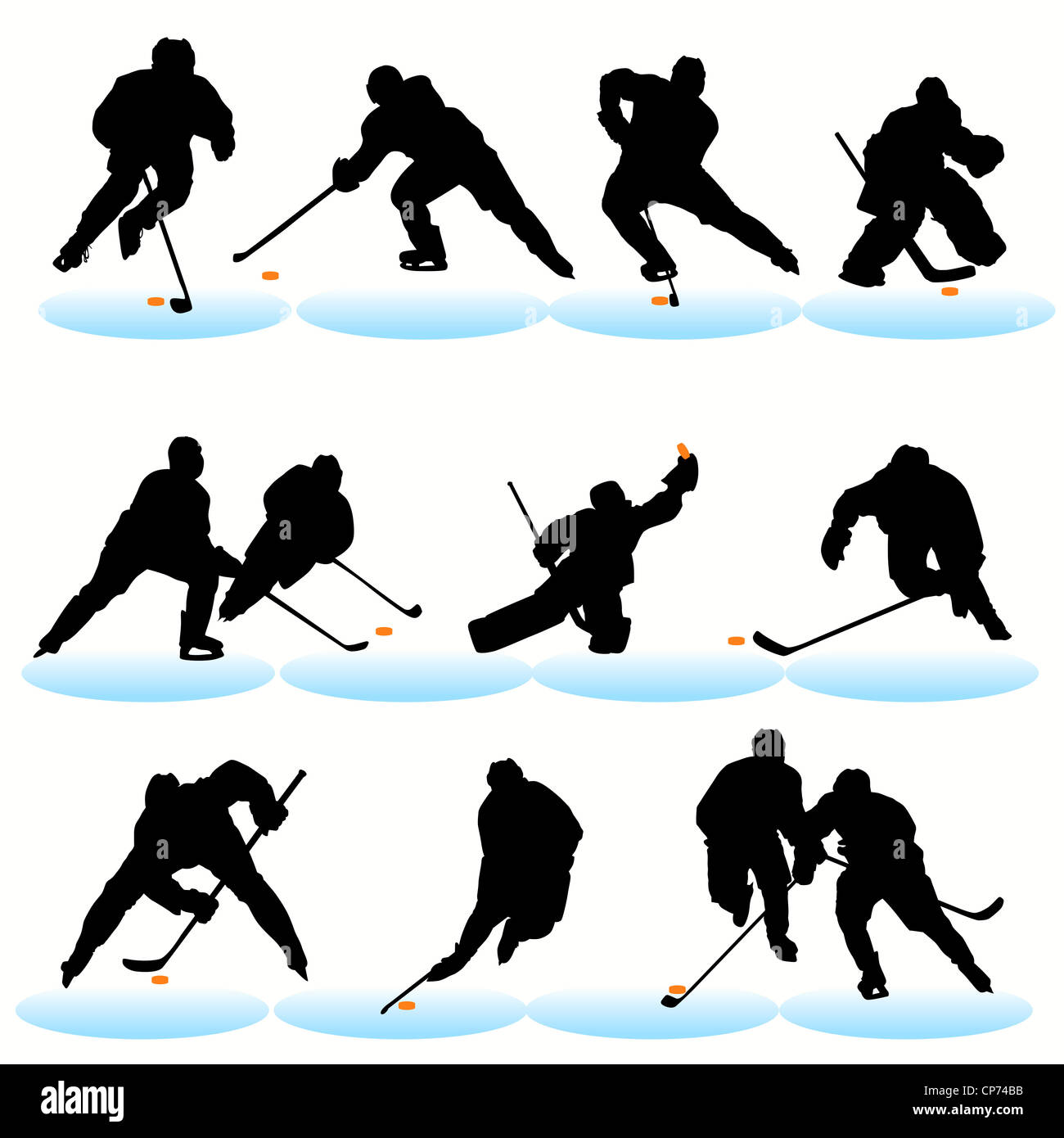 Ice hockey silhouettes set Stock Photo - Alamy