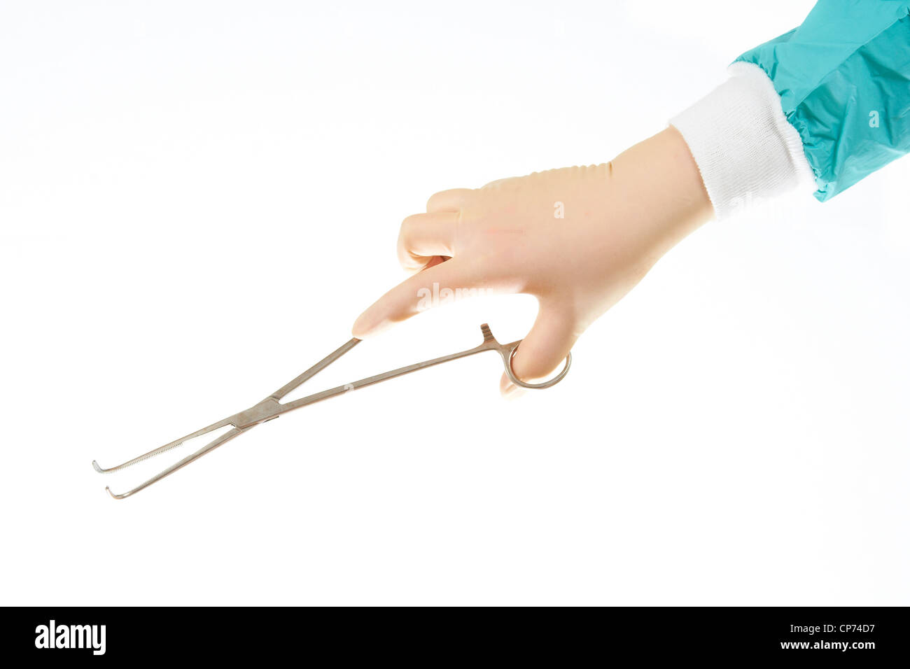 Surgical instrument (gall duct forceps) held by surgeons hand Stock ...