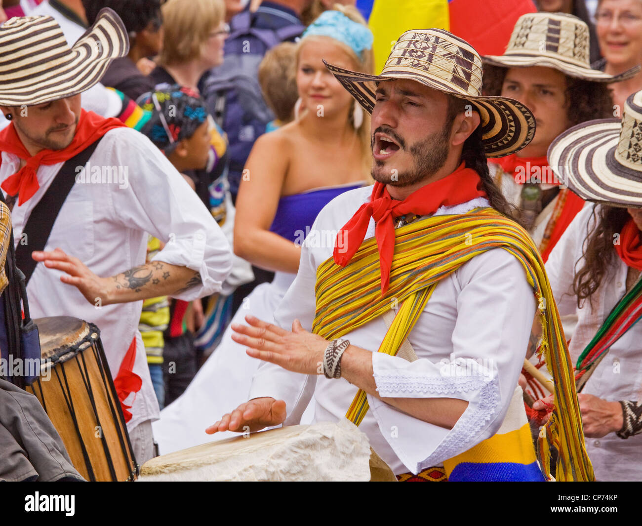 Colombian band performing in the "Afrikan Caribbean" carnival parade ...