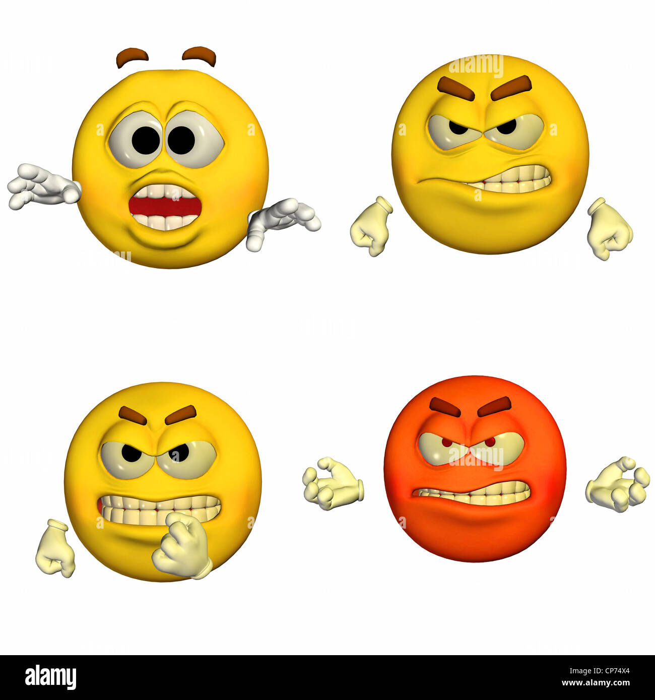 Illustration of a pack of four (4) emoticons / smileys with different ...