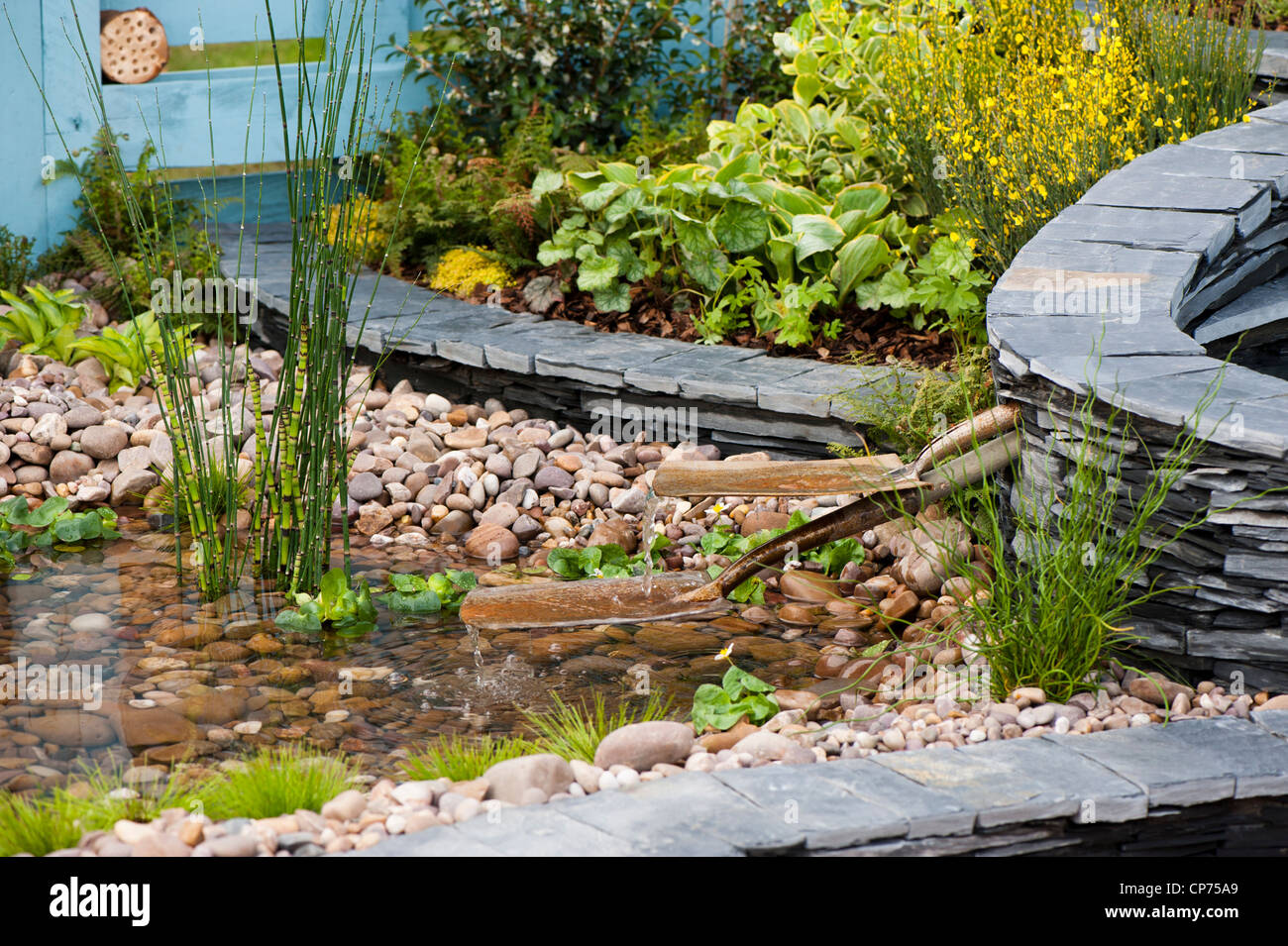 Water feature in 'Regeneration' show garden at the 2012 RHS Show ...
