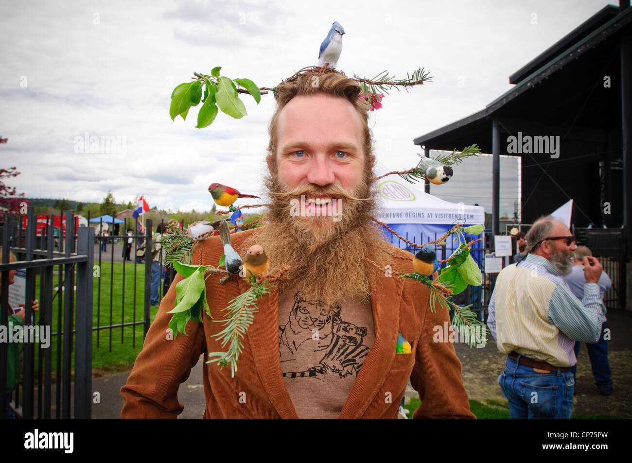 Competitor with beard styled as a tree with birds, at the 2010 USA ...