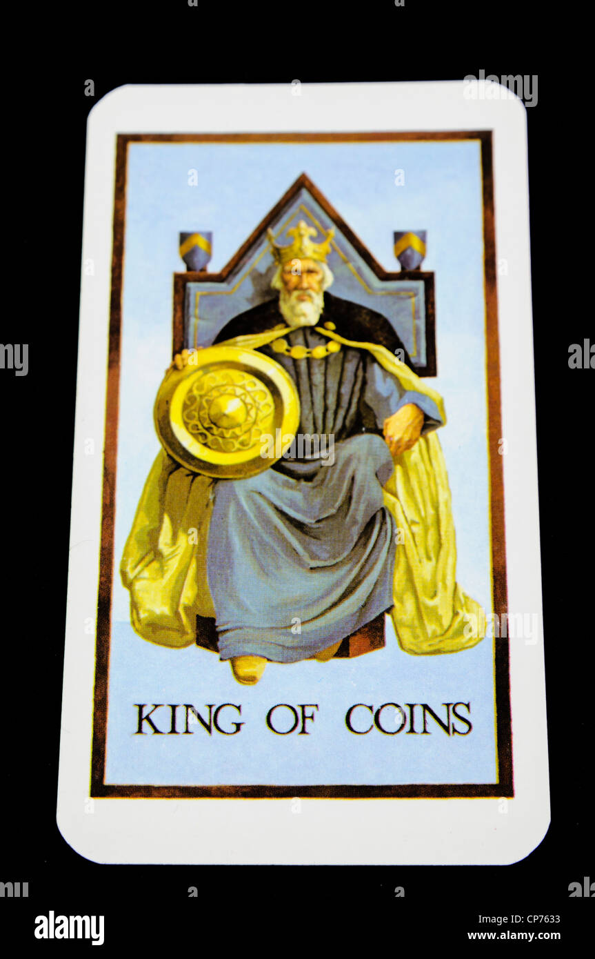 "King of Coins" card from a deck of Tarot Cards Stock Photo - Alamy
