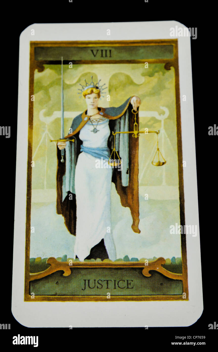 "Justice" card from a deck of Tarot Cards Stock Photo - Alamy