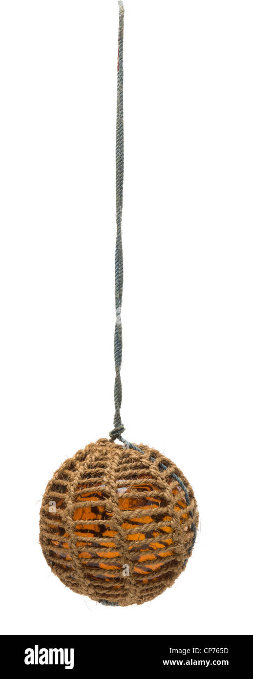 Glass fishing buoy used to keep fishing nets floating. This is an old ...