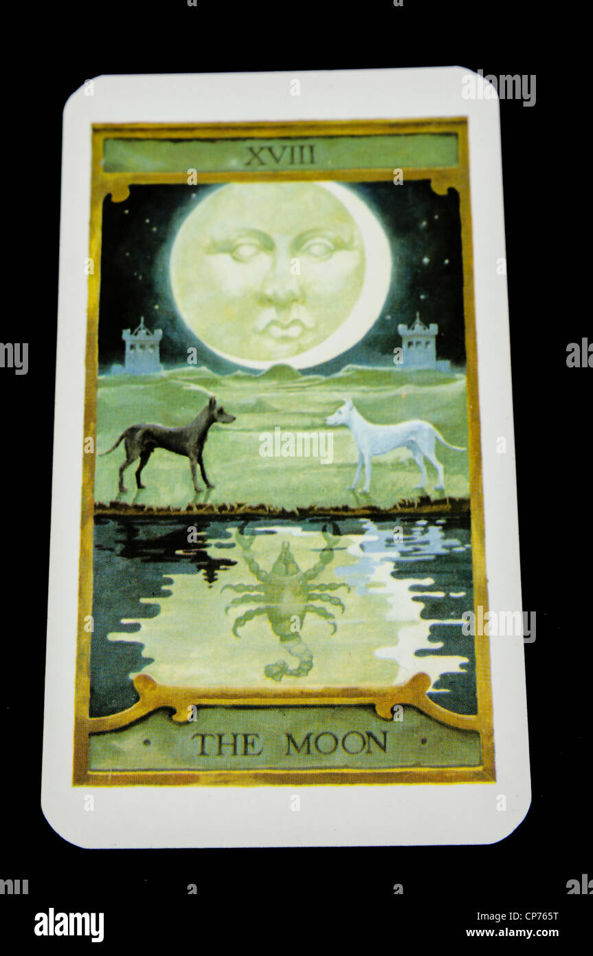 "The Moon" card from a deck of Tarot Cards Stock Photo - Alamy