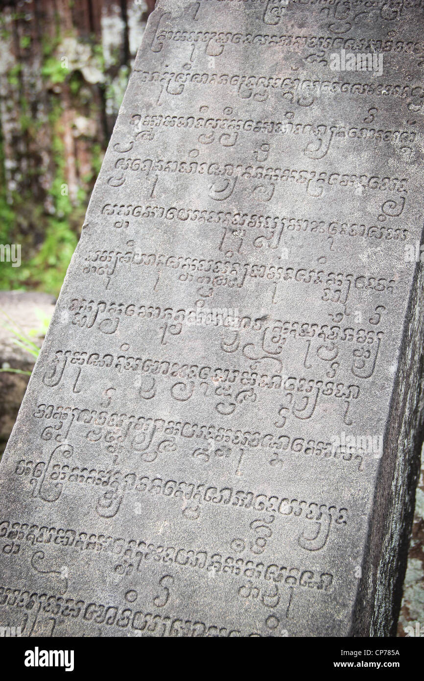 Stella with ancient inscriptions at Mỹ Sơn archaeological Hindu site in ...