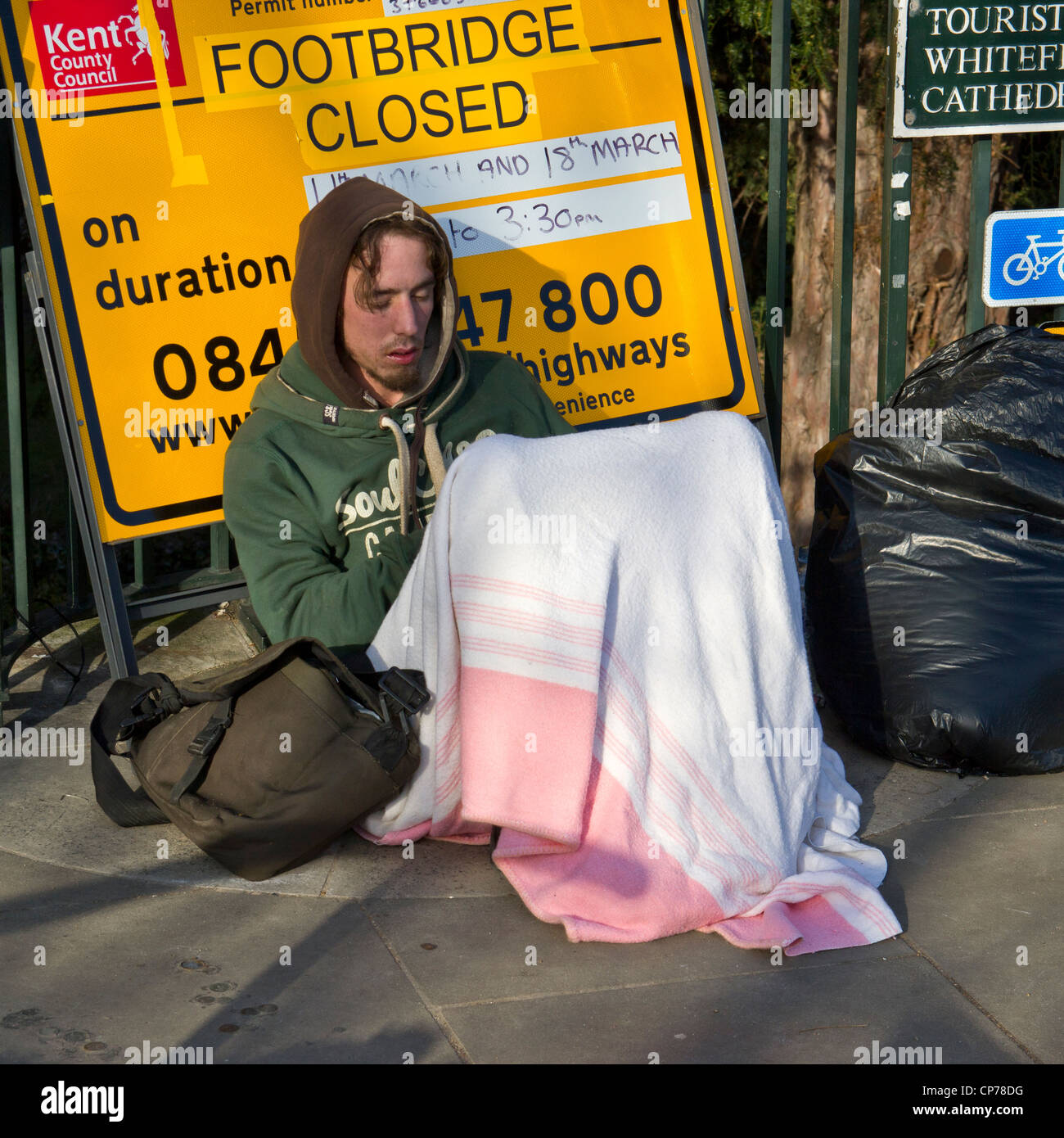 Homeless Person asleep, Canterbury Kent UK Stock Photo - Alamy
