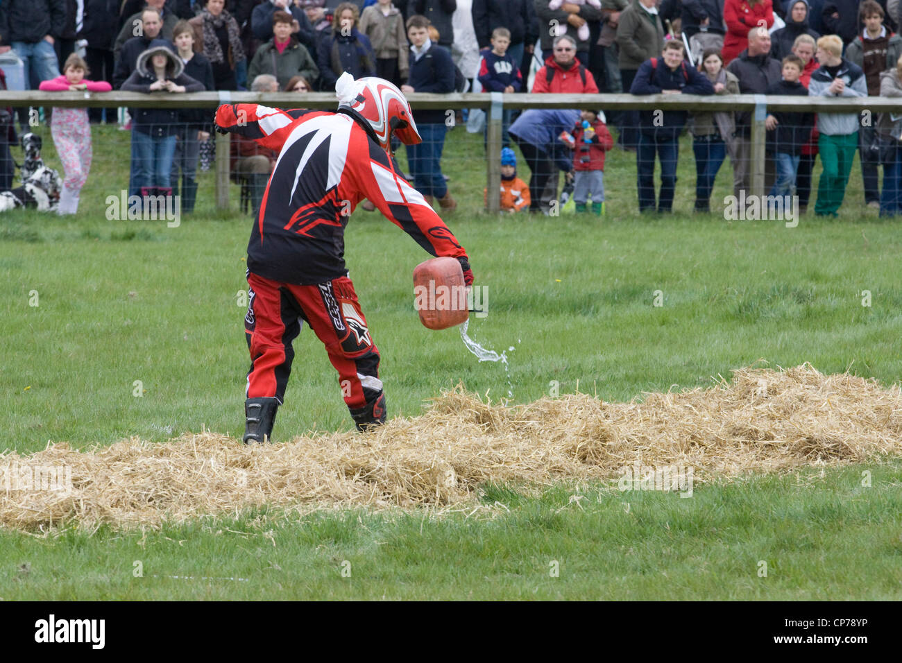 A Motorcycle fire stunt team display at a county Fair in england UK ...