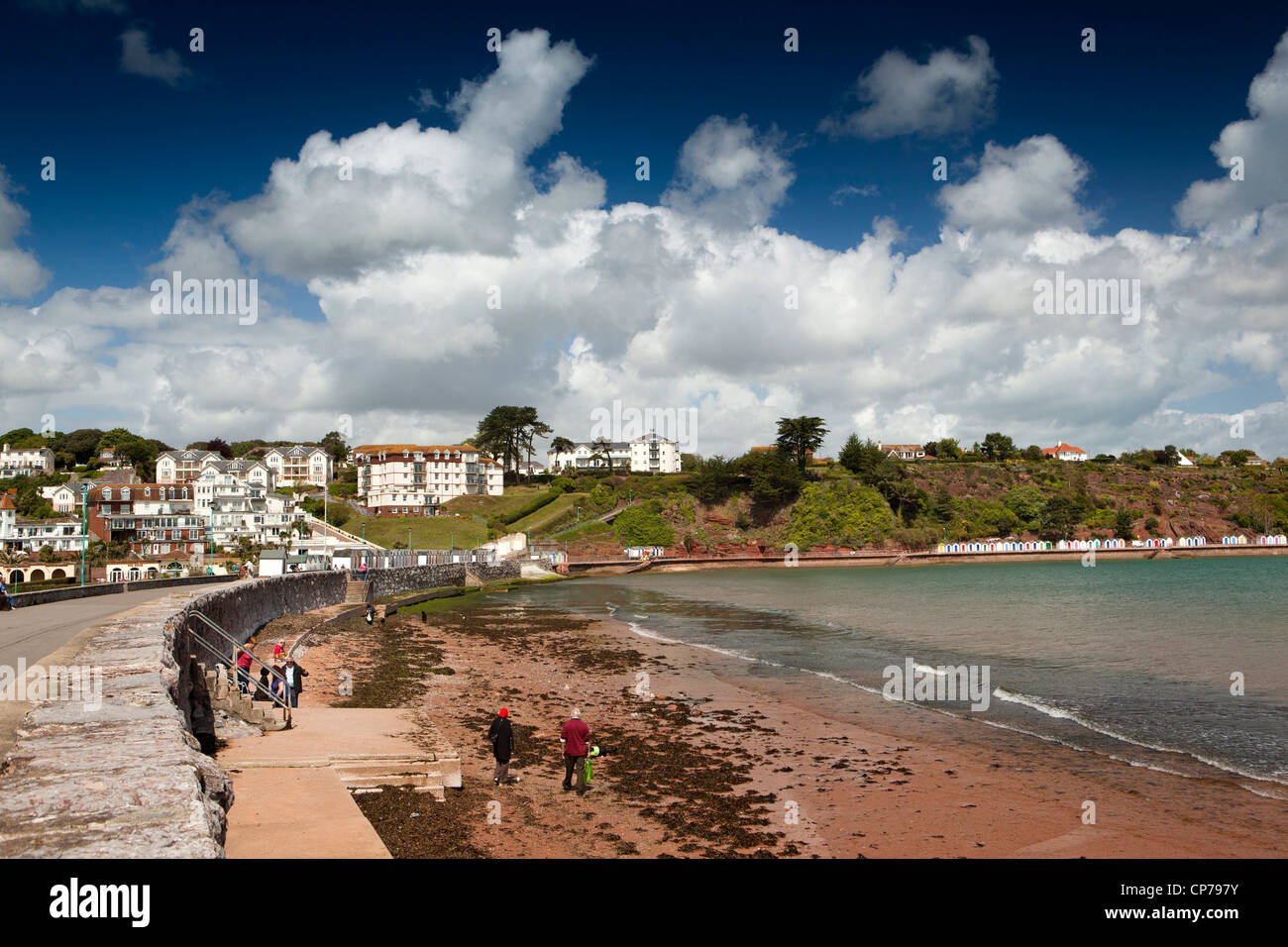 UK, England, Devon, Torquay, Goodrington Sands, visitors on the beach ...