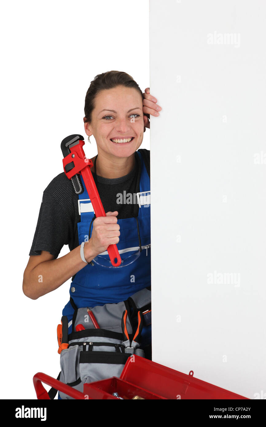 Woman tools blank board hi-res stock photography and images - Alamy