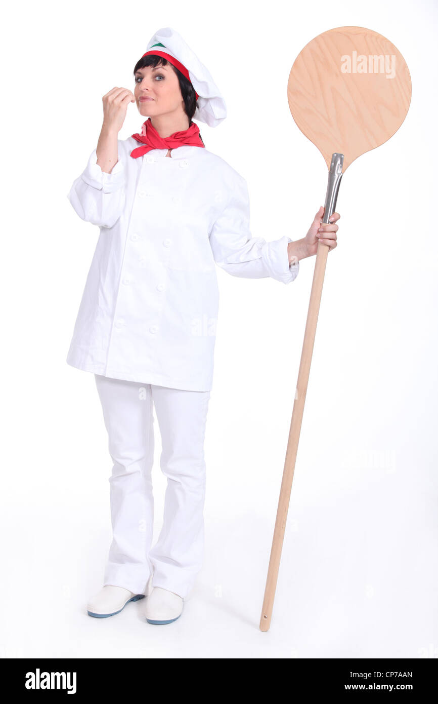 Woman pizza kitchen Cut Out Stock Images & Pictures - Alamy