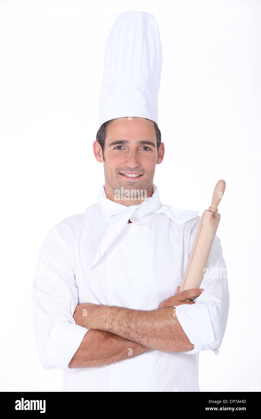 Male chef with rolling pin Stock Photo - Alamy