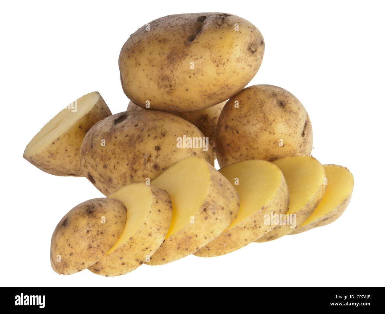Heap of potatoes isolated on white background Stock Photo - Alamy