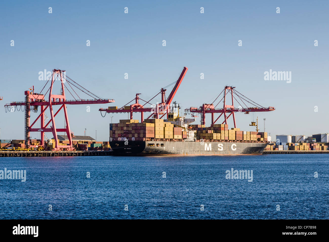 MSC Line container ship "Roberta" being loaded at Fremantle Port ...