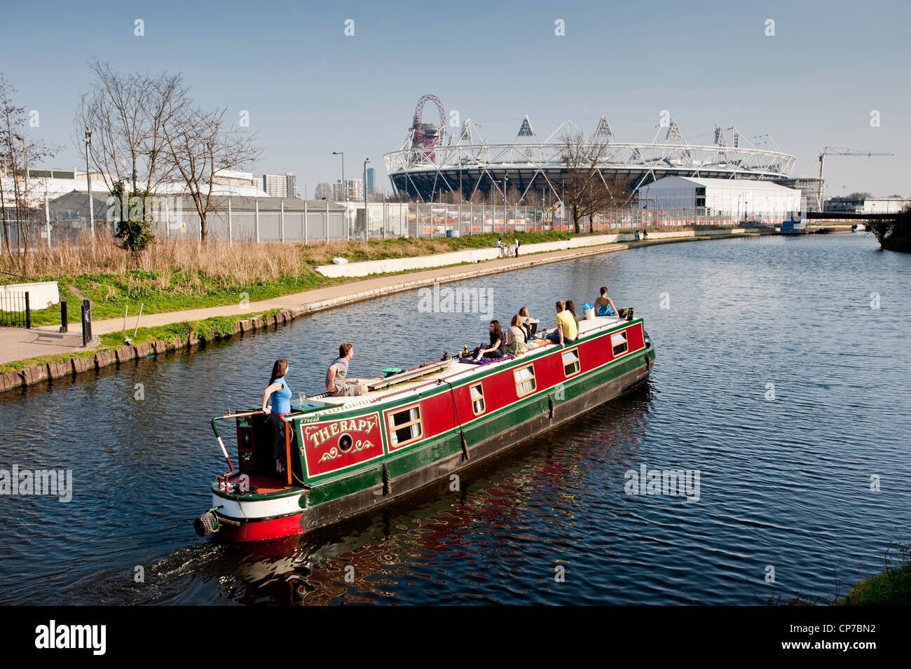 Houseboat on Lee Navigation by Olympic Park, London, United Kingdom ...