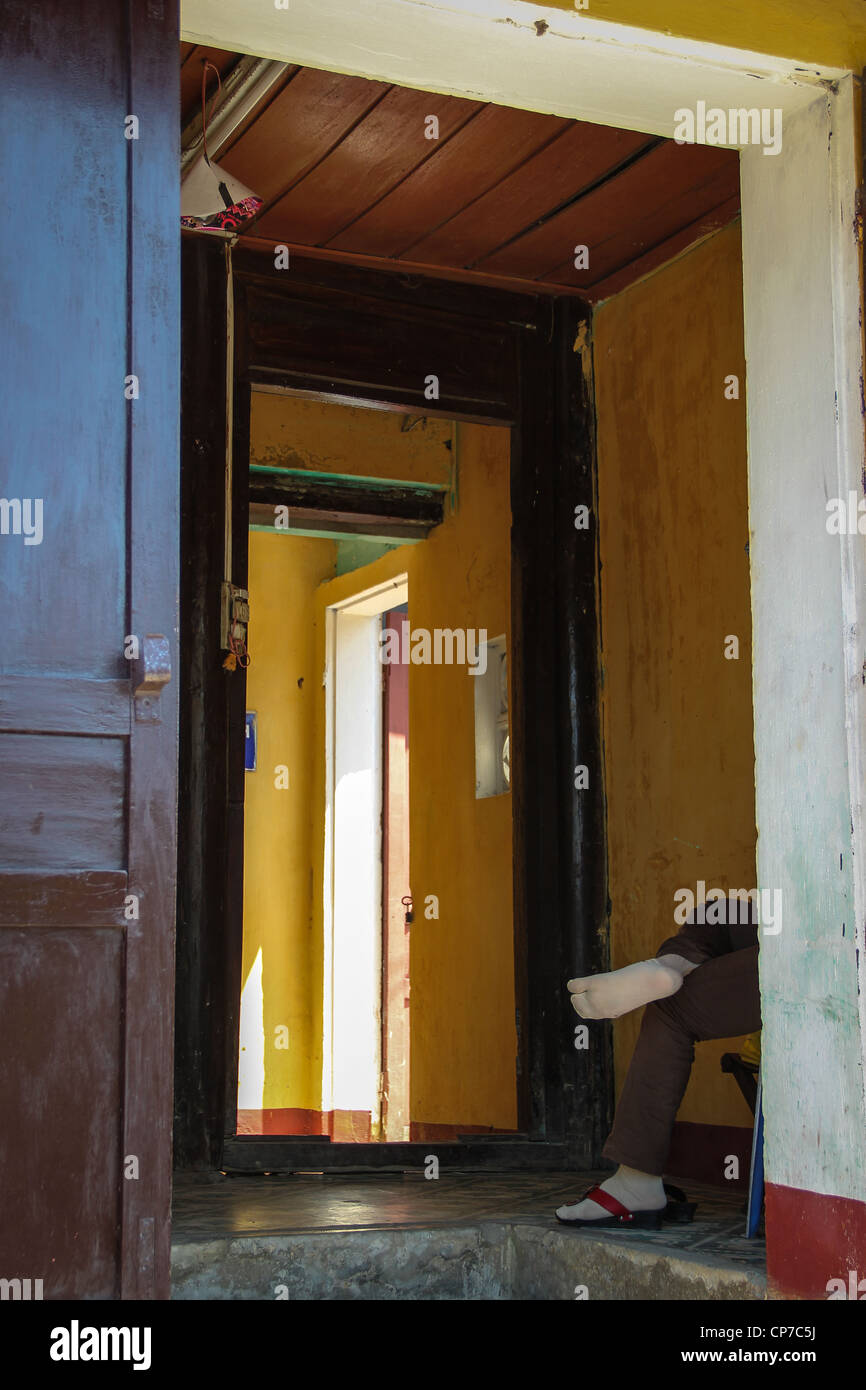 An entrance into contemporary Vietnamese house in Hue, Vietnam Stock ...