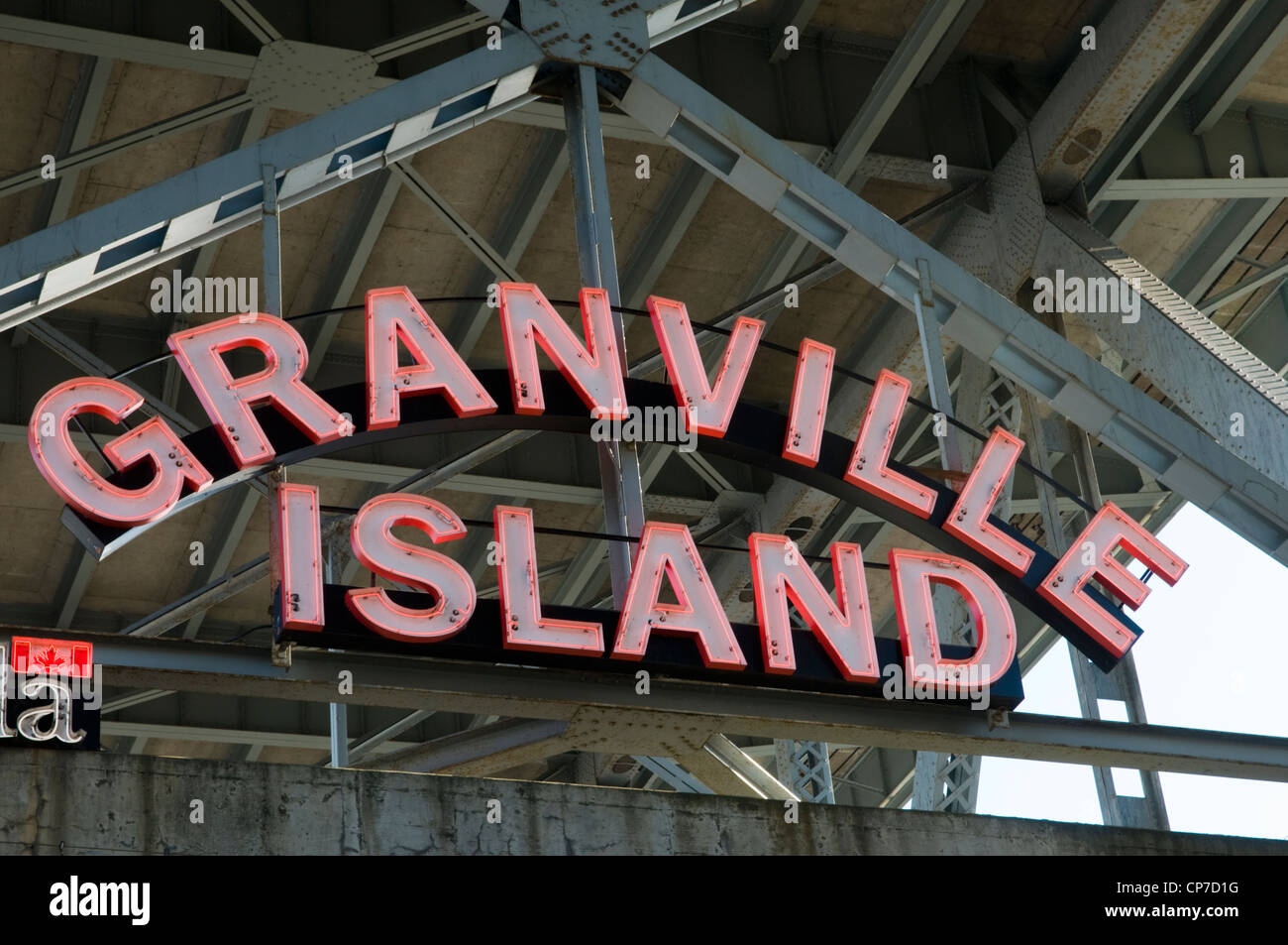 Neon sign to Granville Island Vancouver, British Columbia Canada Stock ...