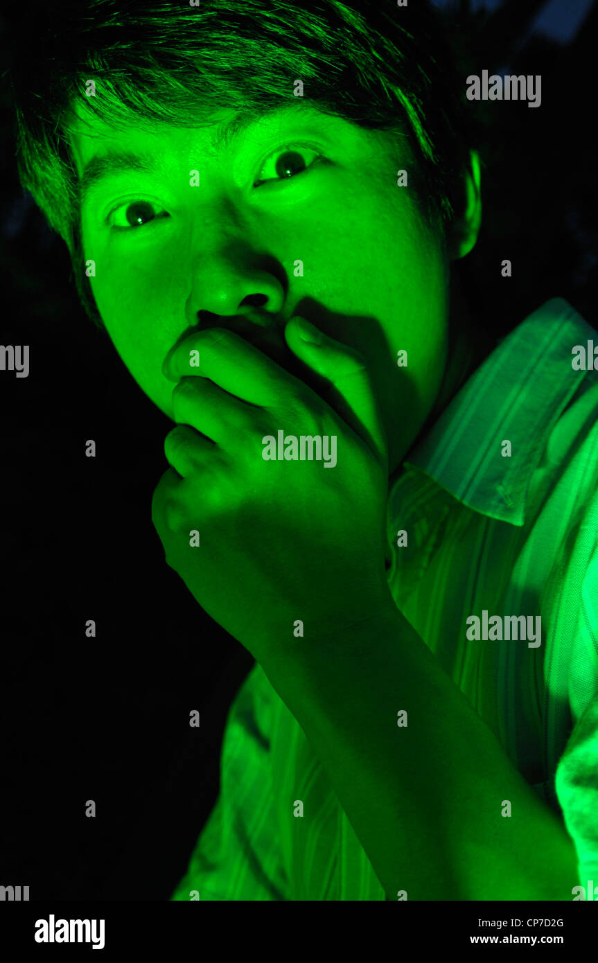 scared man in forest Stock Photo - Alamy