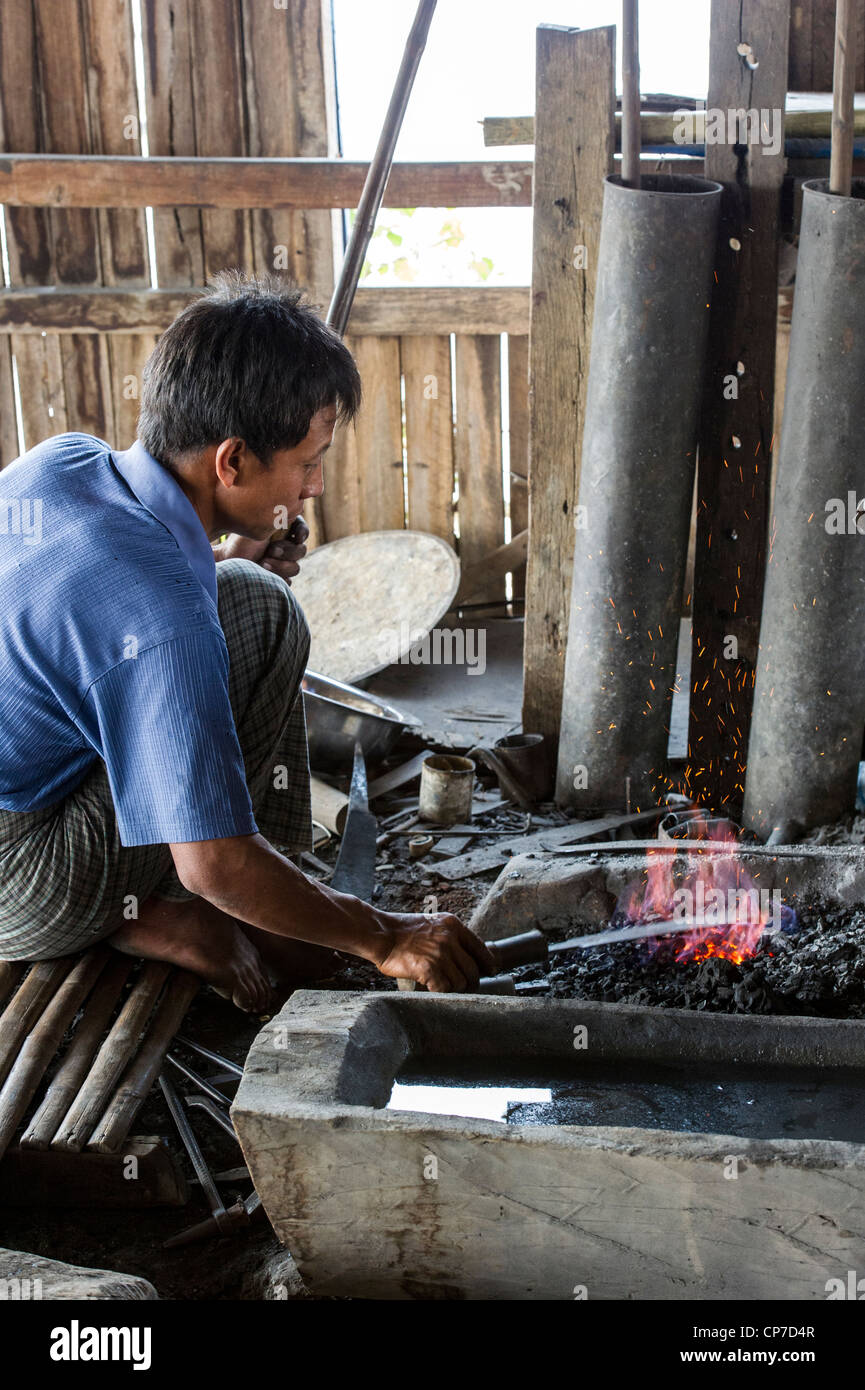 Blacksmith working at Inle Lake, Myanmar Stock Photo - Alamy