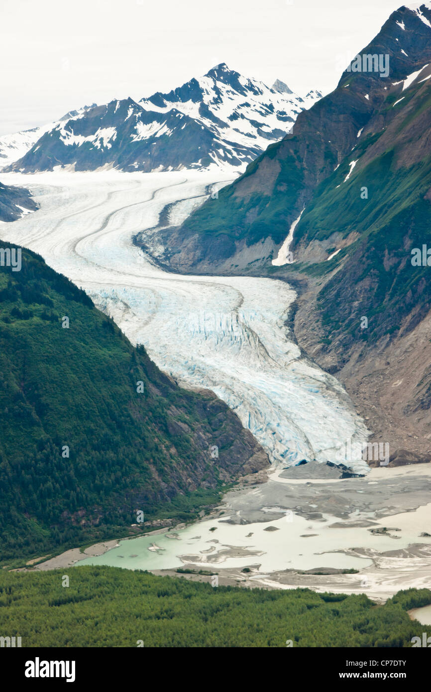 Aerial view of the Davidson glacier off of Lynn Canal, Chilkat Mountain ...